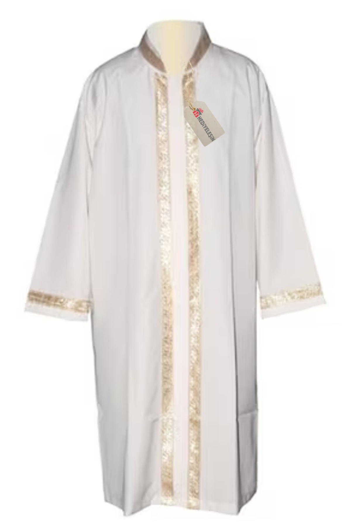 Cübbe, Sarı İşlemeli Cübbe, Sırmalı Cübbe, İmam Cübbesi - BEYAZ - 636. ...