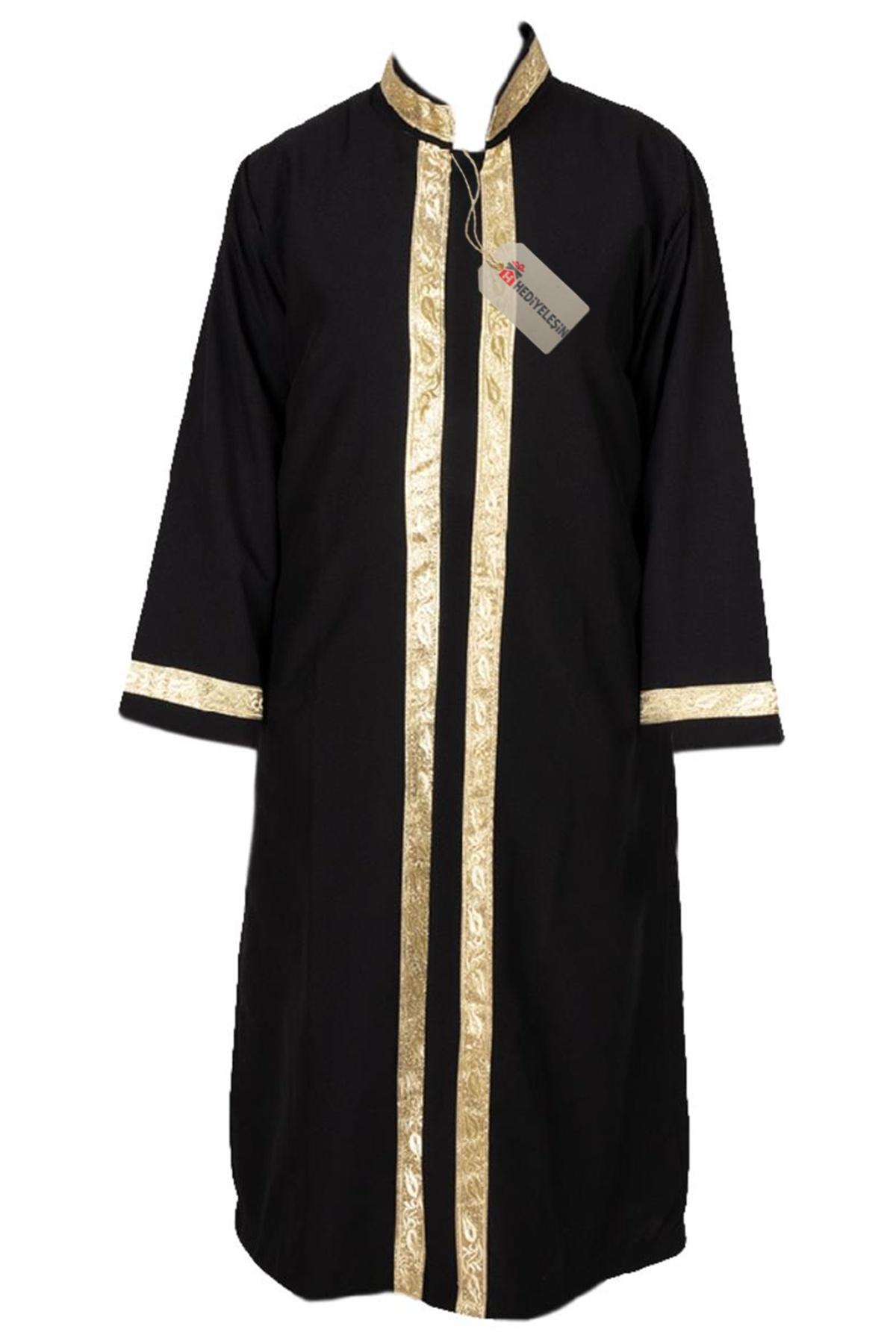 Cübbe, Sarı İşlemeli Cübbe, Sırmalı Cübbe, İmam Cübbesi - SİYAH - 772. ...